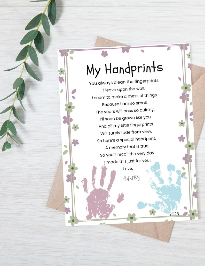 Handprint Poem Printable Gifts, Gifts for Her, Printable Child ...