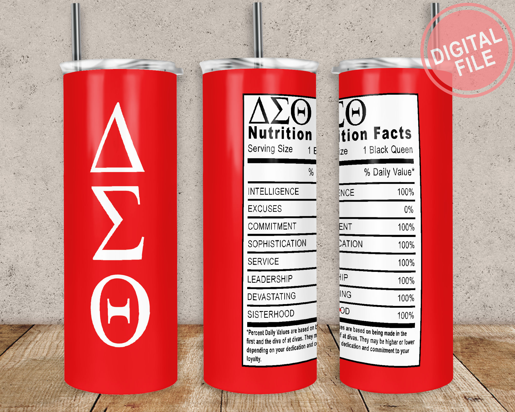 Delta Sigma Theta Nutrition Facts Tumbler Wrap, 20oz 30oz Skinny ...