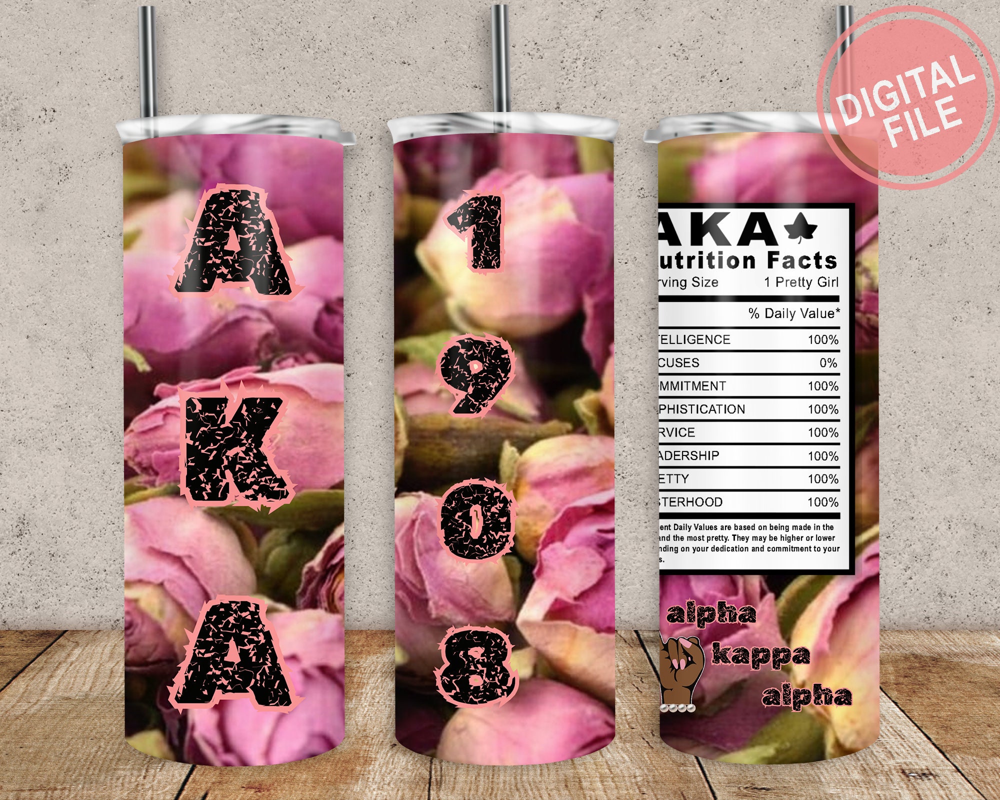 Alpha Kappa Alpha Sorority Tumbler Wrap, 20oz 30oz Skinny Tumbler Wrap ...