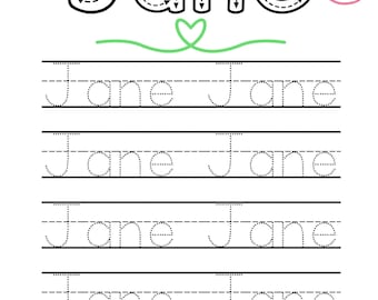 Personalized Name Tracing Practice Worksheet- Digital - Etsy