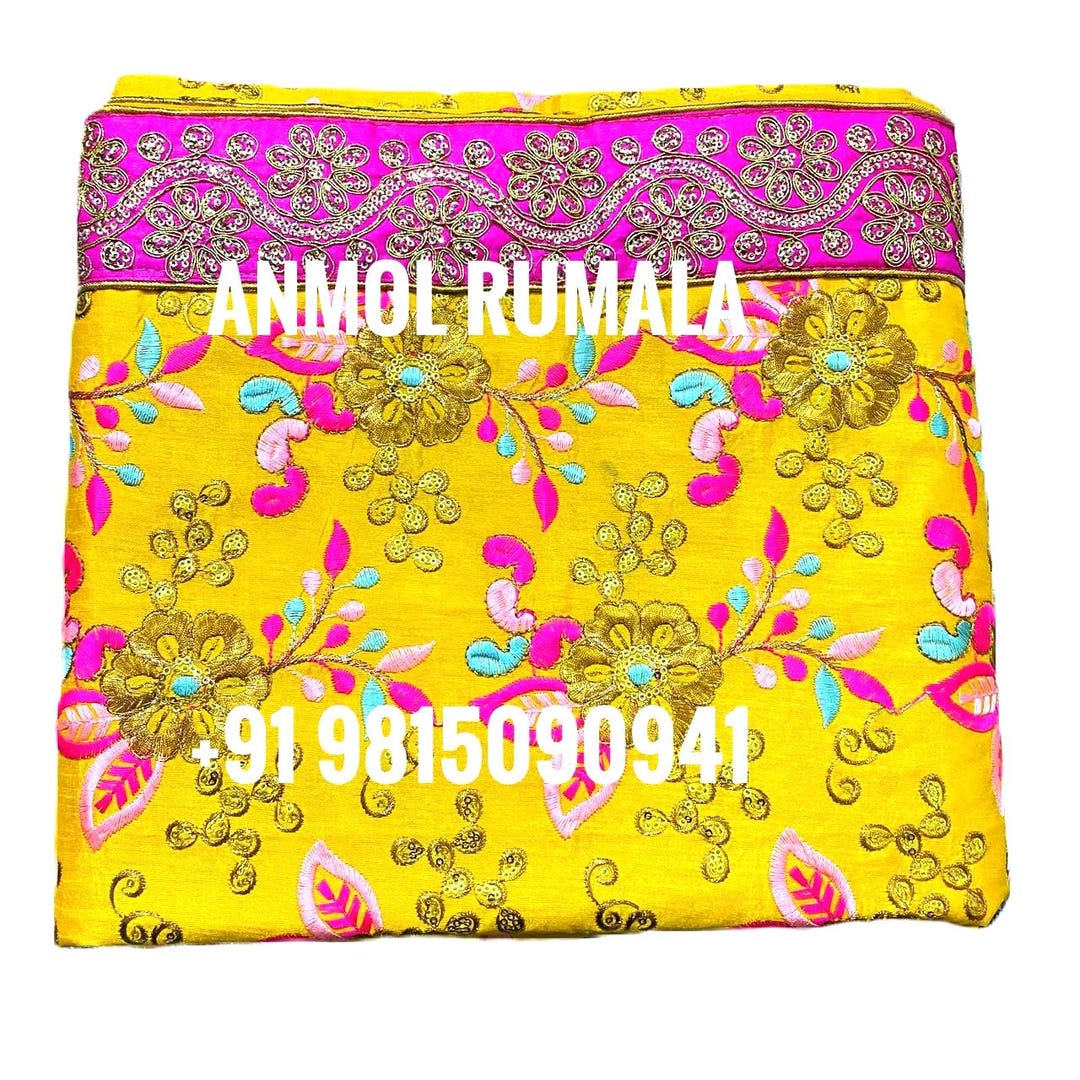 Rumala Sahib Double Set With Khadi Base and Cotton Lining yellow With ...