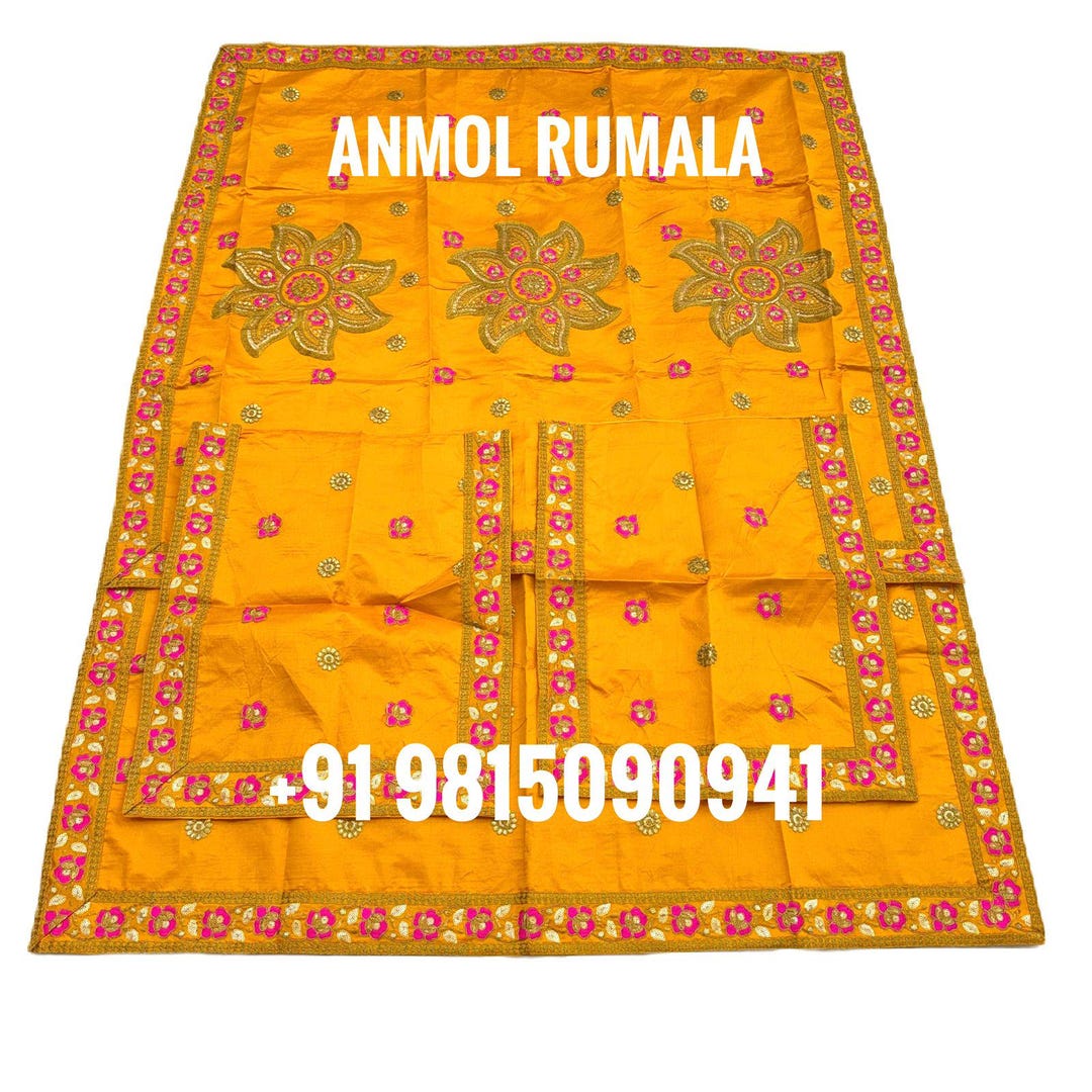 Rumala Sahib Double Set With Khadi Base and Cotton Lining yellow With ...