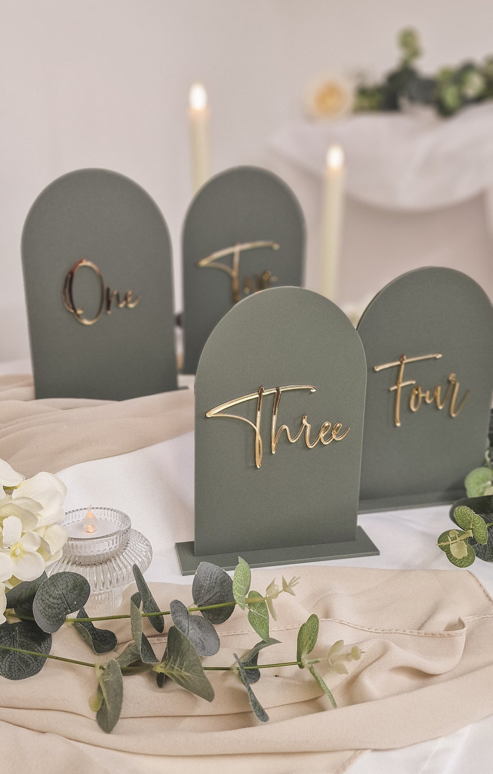 3D Acrylic Arch & Rectangle Laser Cut Table Number | Table Sign ...