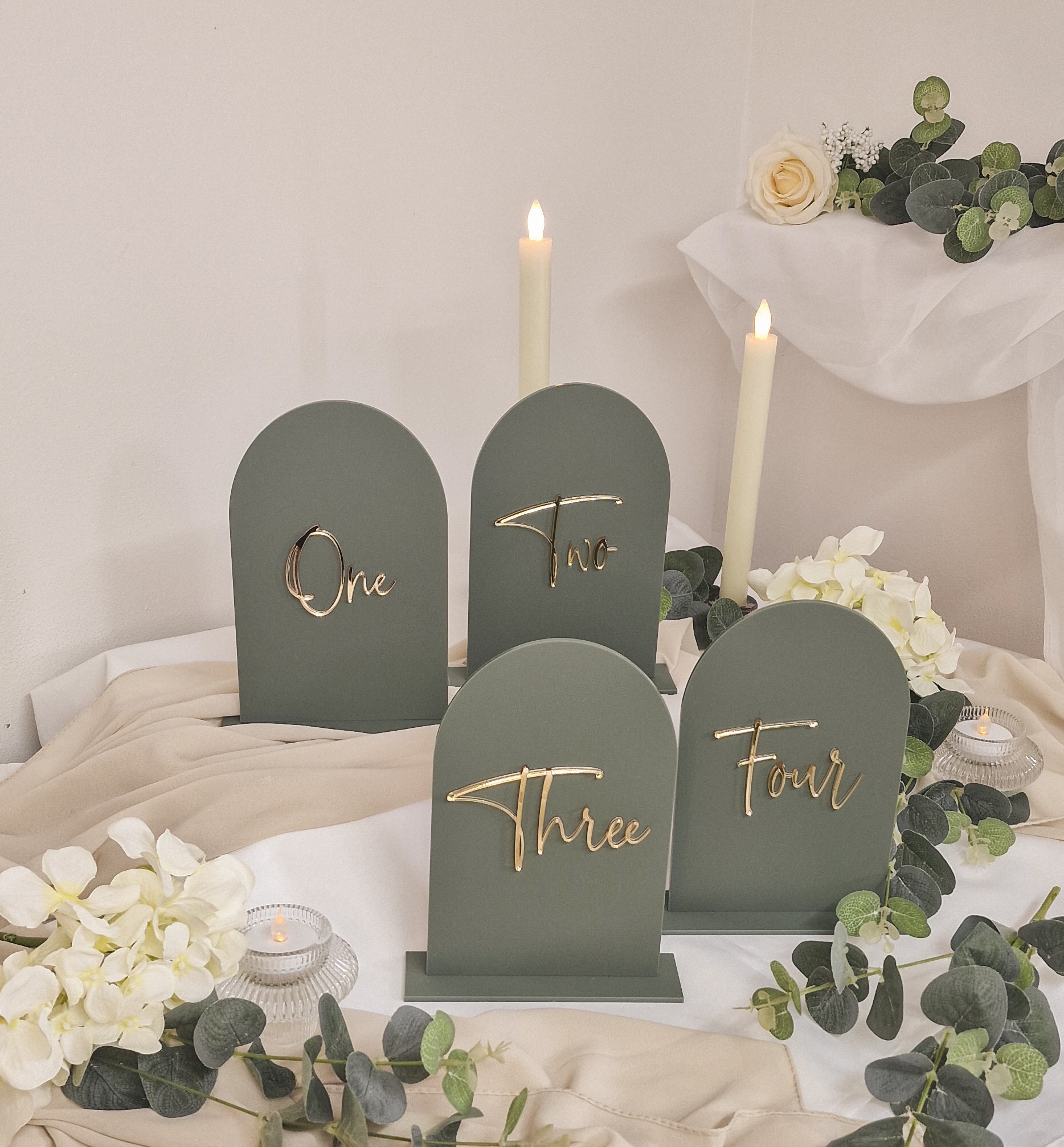 3D Acrylic Arch & Rectangle Laser Cut Table Number | Table Sign ...