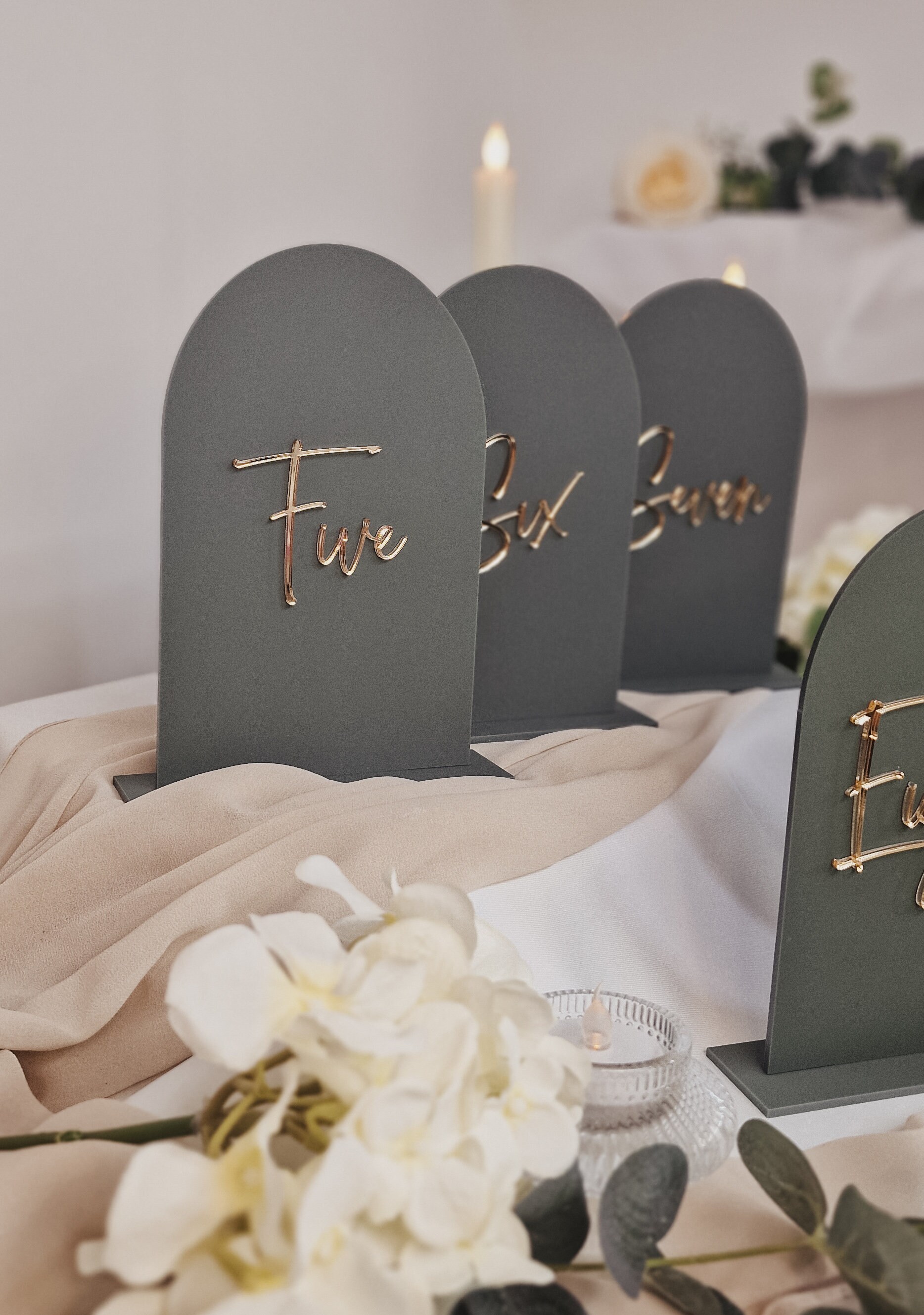 3D Acrylic Arch & Rectangle Laser Cut Table Number | Table Sign ...