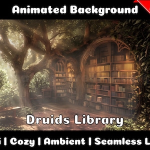 ANIMATED BACKGROUND | Druid Library | Lofi Cozy Ambience Looped Vtuber ...