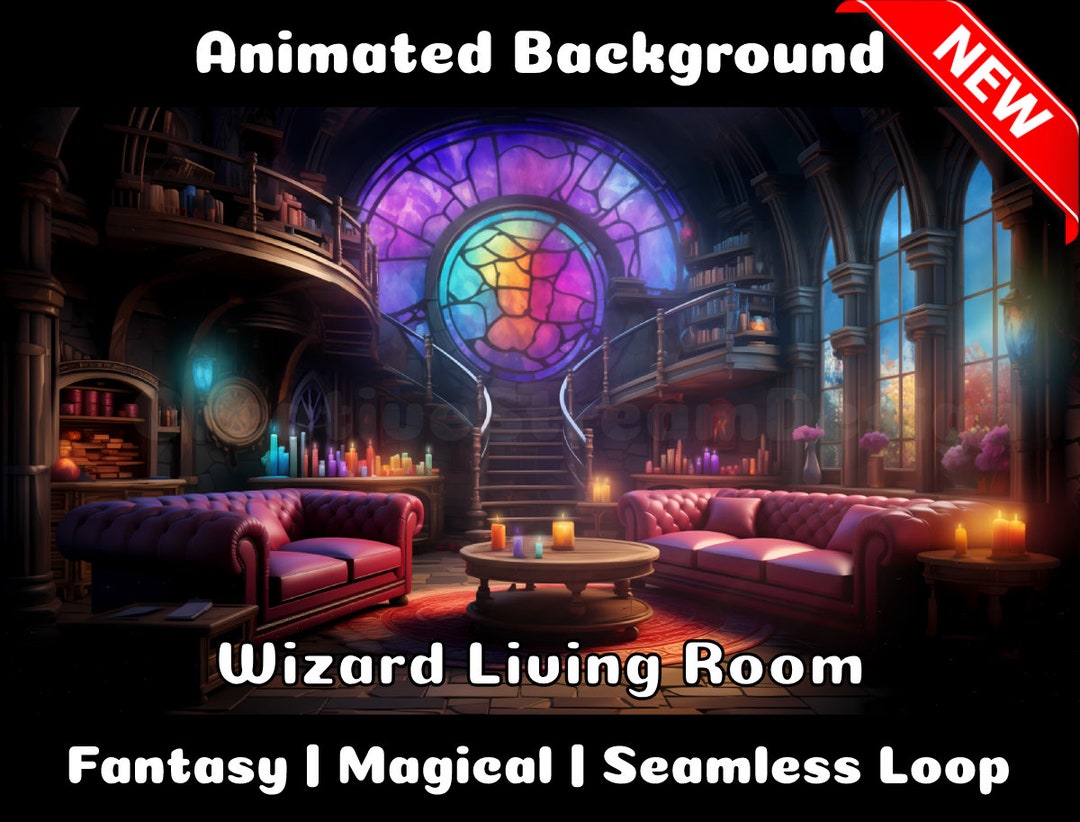 ANIMATED BACKGROUND | Wizard Living Room | Lofi Cozy Fantasy Magical ...