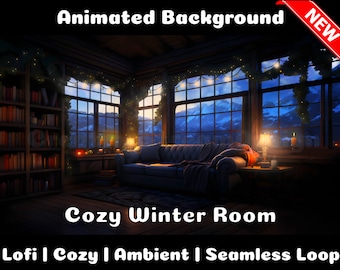 ANIMATED BACKGROUND Cozy Cabin Ambience Looped Background Vtuber Twitch ...