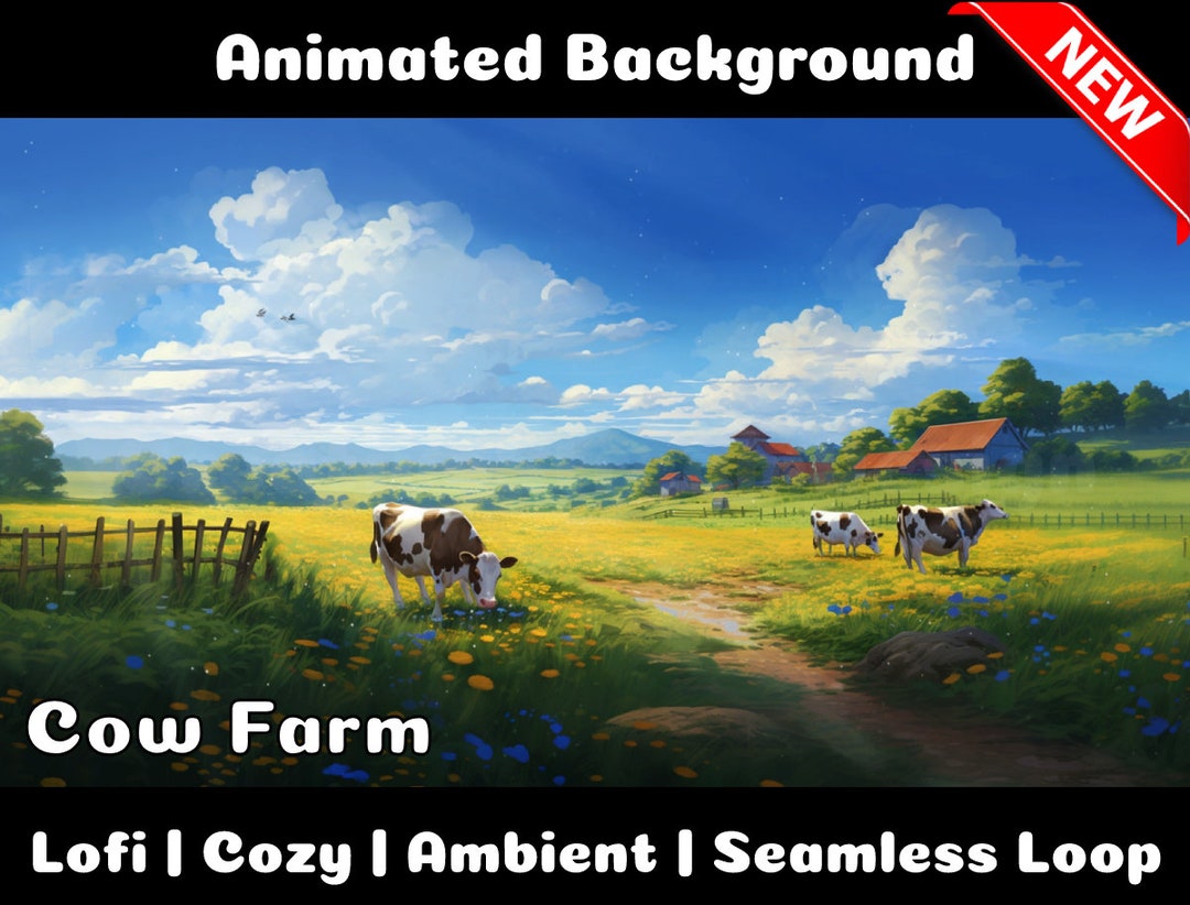 ANIMATED BACKGROUND | Cow Farm | Lofi Cozy Ambience Looped Vtuber ...