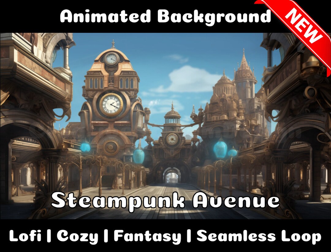 ANIMATED BACKGROUND Steampunk Alley Lofi Cozy Ambience Looped Vtuber ...