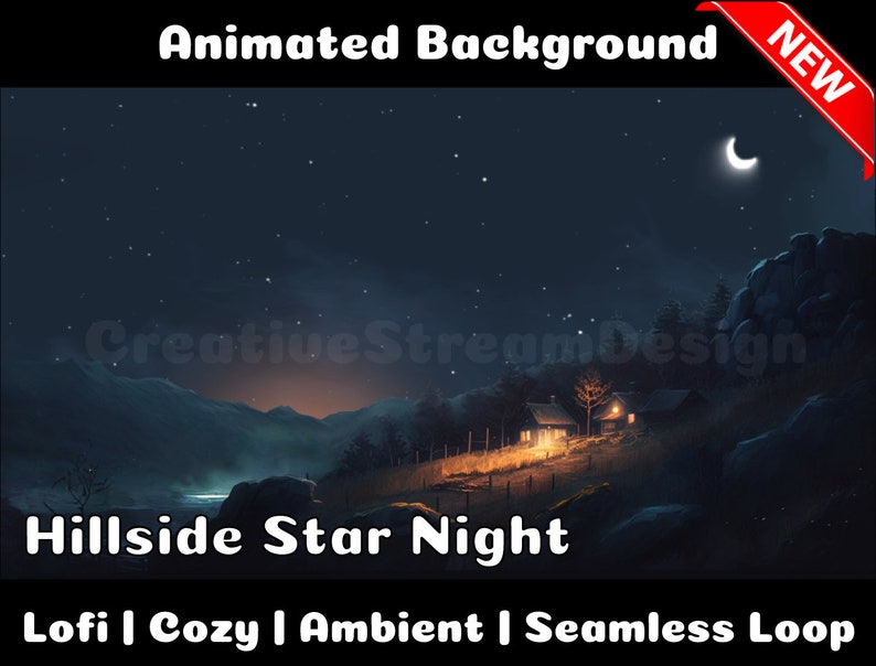 ANIMATED BACKGROUND Hillside Star Night Lofi Cozy Ambience - Etsy