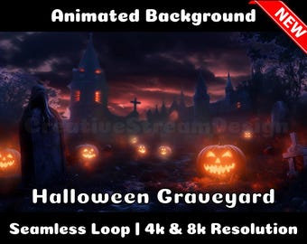LOOPED ANIMATED BACKGROUND | Haunted House and Pumpkins | Vtuber Twitch ...