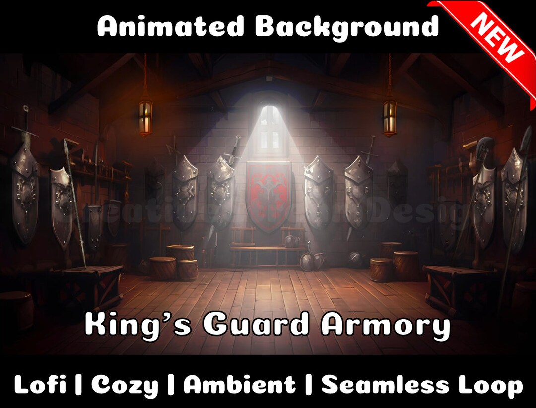 ANIMATED BACKGROUND Kingsguard Armory Lofi Cozy Ambience Looped Vtuber ...