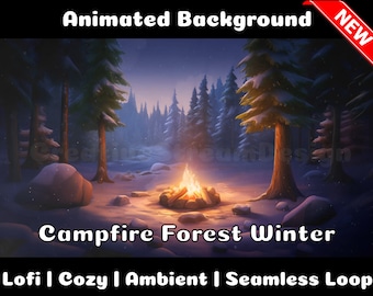 Animated Campfire Forest Dark Background Wallpaper for Vtuber - Etsy