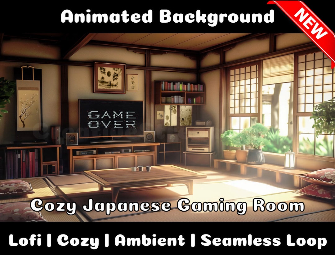 ANIMATED BACKGROUND Cozy Japanese Gaming Room Lofi Cozy Ambience Looped ...