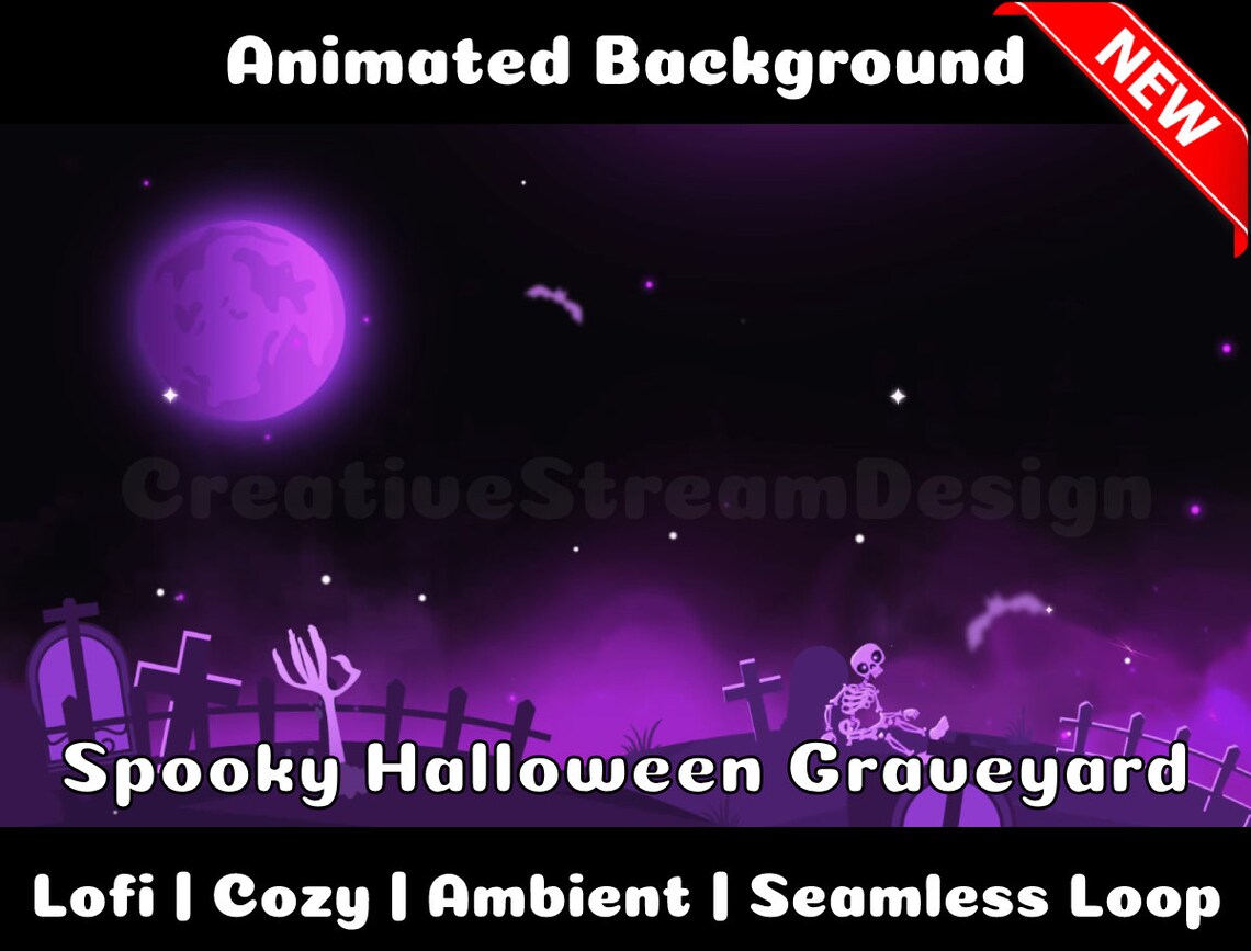 ANIMATED BACKGROUND | Spooky Halloween Graveyard | Fantasy Magical ...