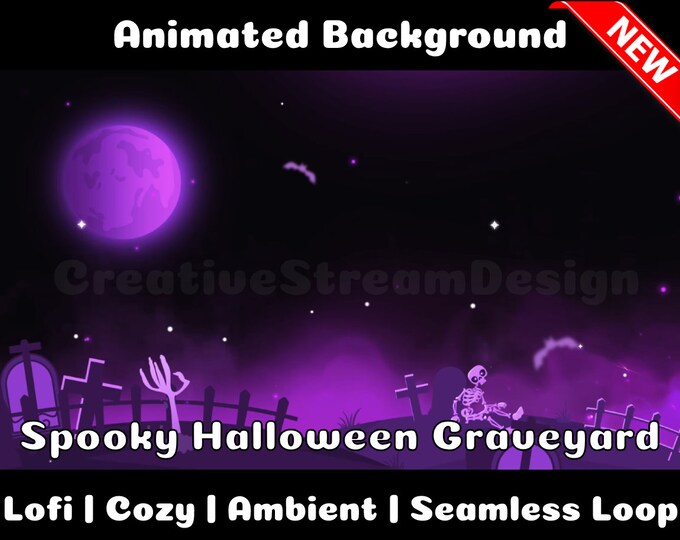 ANIMATED BACKGROUND | Spooky Halloween Graveyard | Fantasy Magical ...
