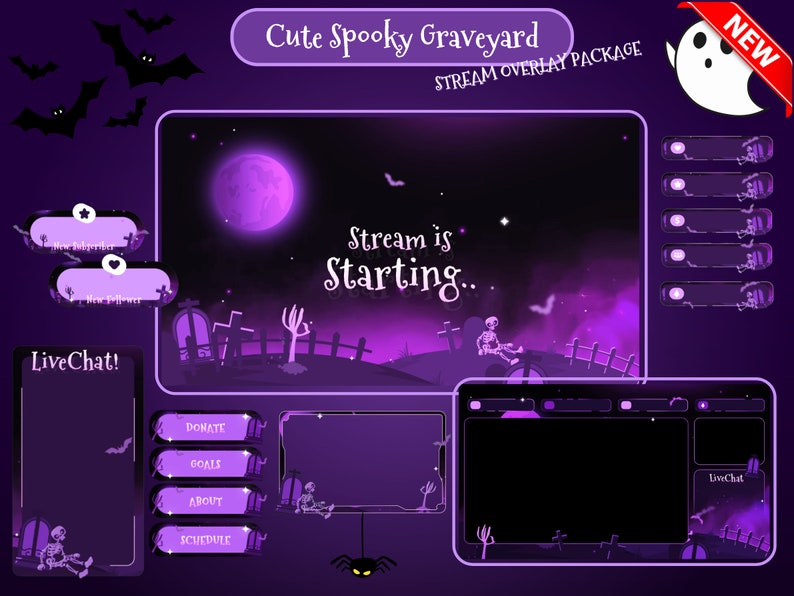 ANIMATED STREAM PACKAGE | Cute Spooky Cemetery | Twitch Overlay ...