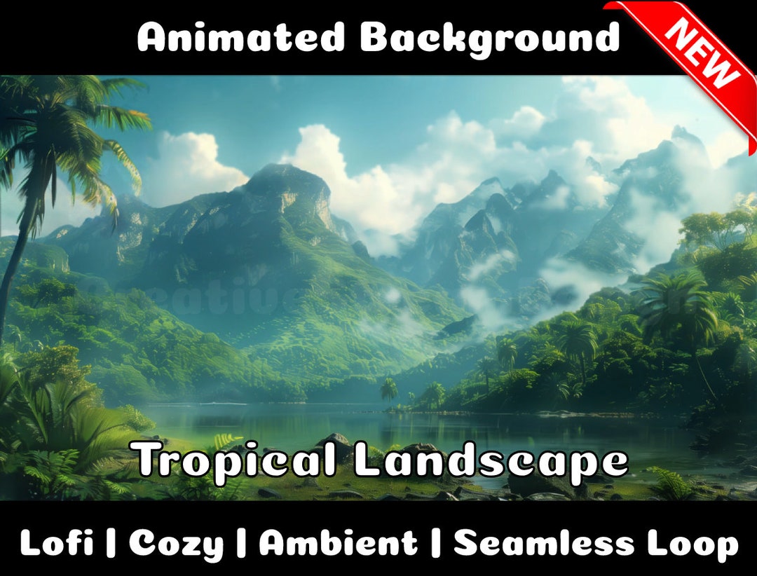 ANIMATED BACKGROUND | Tropical Landscape | Lofi Cozy Ambience Looped ...