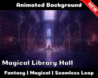 ANIMATED BACKGROUND Magical Library Lofi Cozy Ambience Looped Vtuber ...