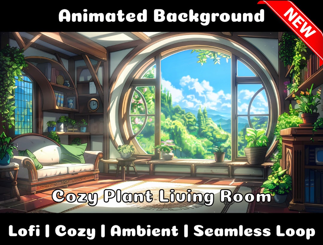 ANIMATED BACKGROUND Cozy Plant Living Room Lofi Cozy Ambience Looped ...