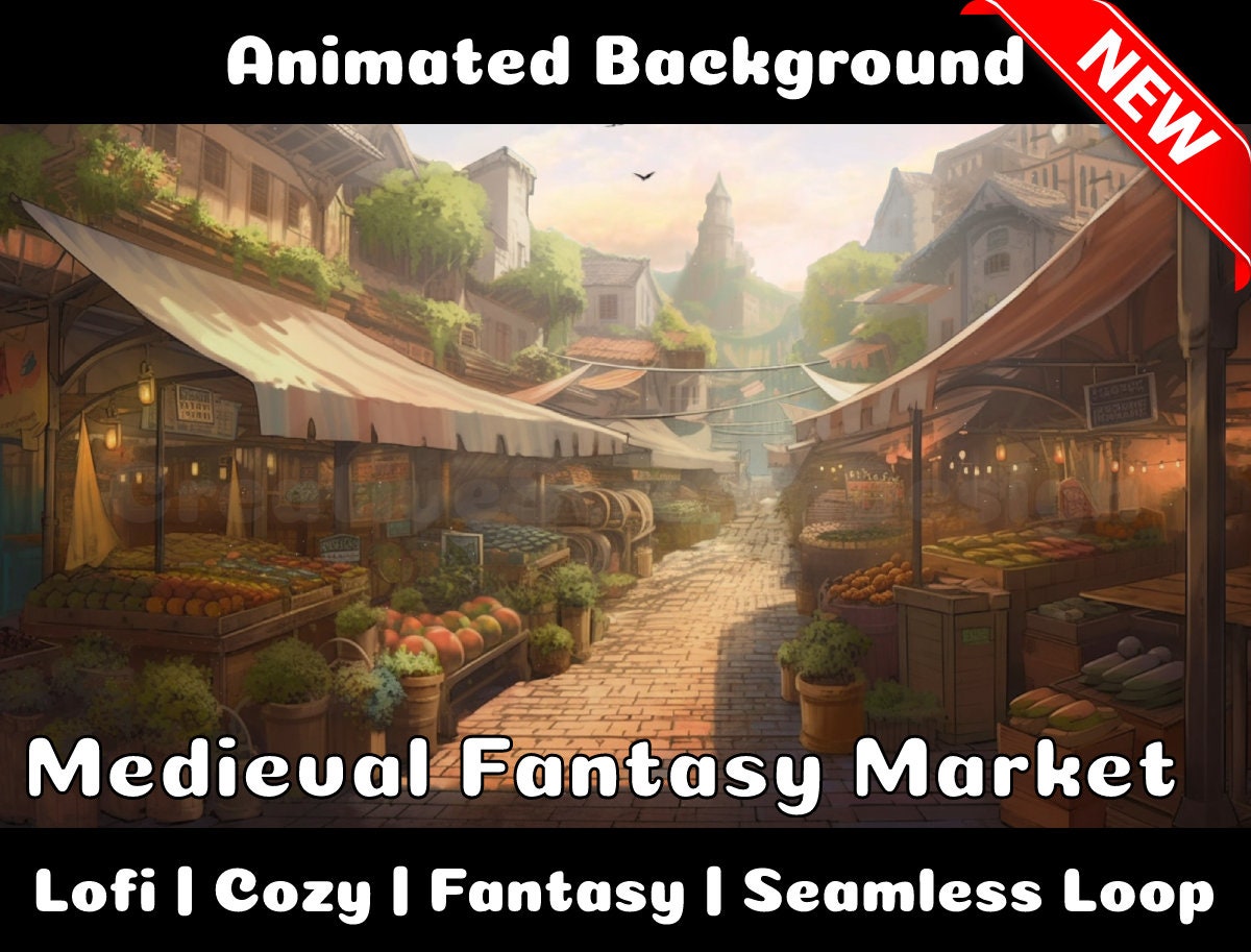 ANIMATED BACKGROUND | Medieval Fantasy Market | Lofi Cozy Fantasy ...