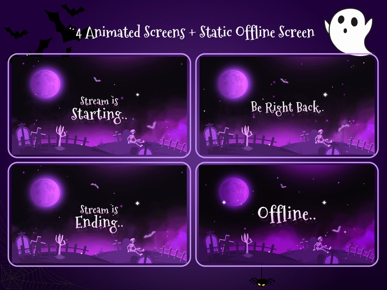 ANIMATED STREAM PACKAGE | Cute Spooky Cemetery | Twitch Overlay ...