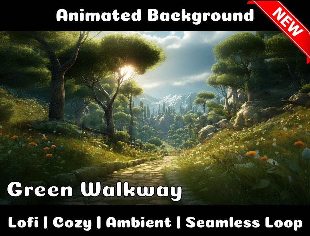 ANIMATED BACKGROUND | Green Hiking Trail | Lofi Cozy Ambience Looped ...