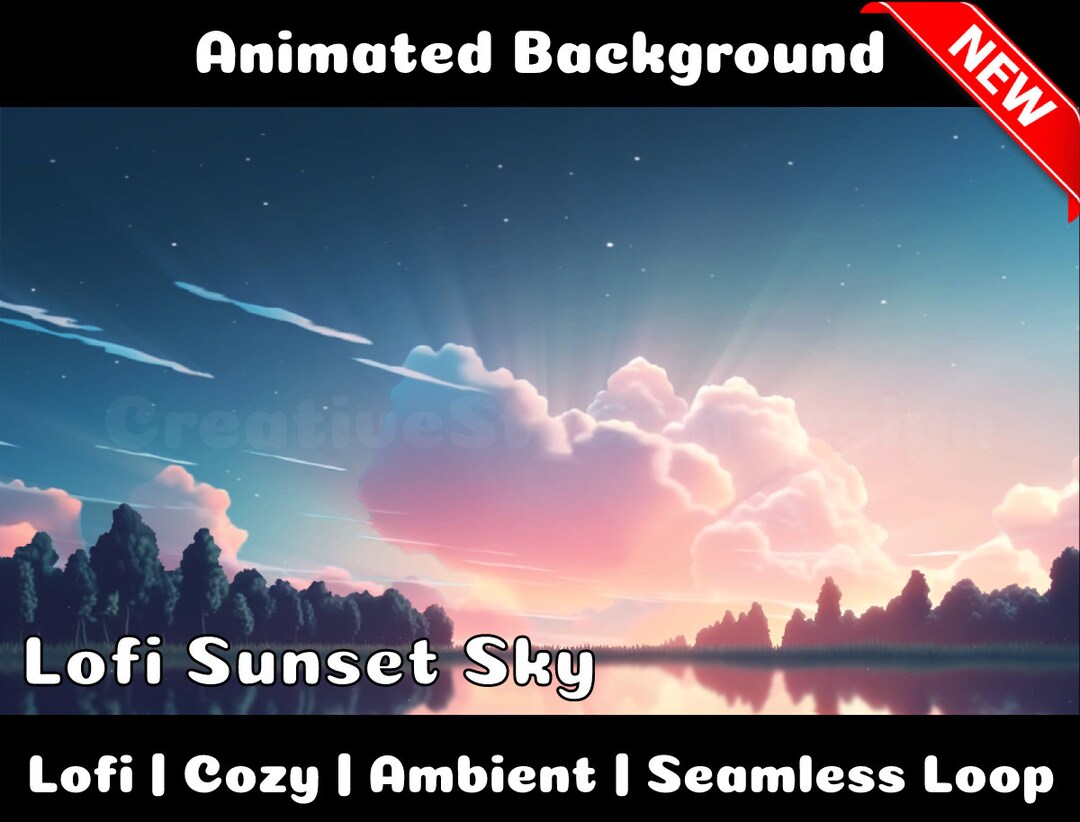 ANIMATED BACKGROUND | Lofi Sunset Sky | Lofi Cozy Ambience Looped ...