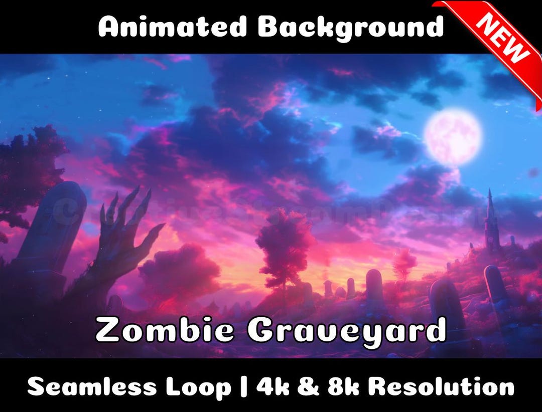 ANIMATED BACKGROUND | Zombie Graveyard | Fantasy Magical Fiction Looped ...
