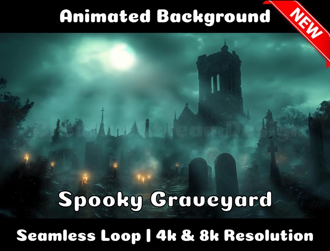 ANIMATED BACKGROUND | Spooky Cemetery | Fantasy Magical Fiction Looped ...