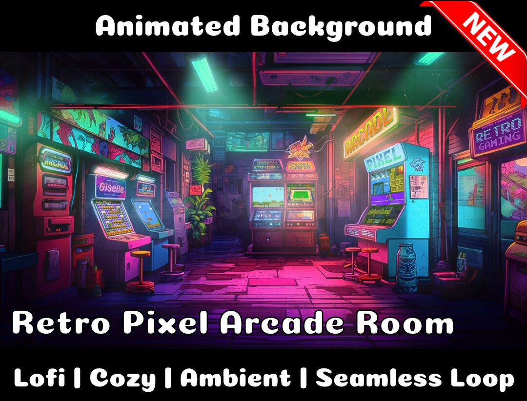 ANIMATED BACKGROUND | Retro Pixel Arcade Room | Lofi Cozy Fantasy ...