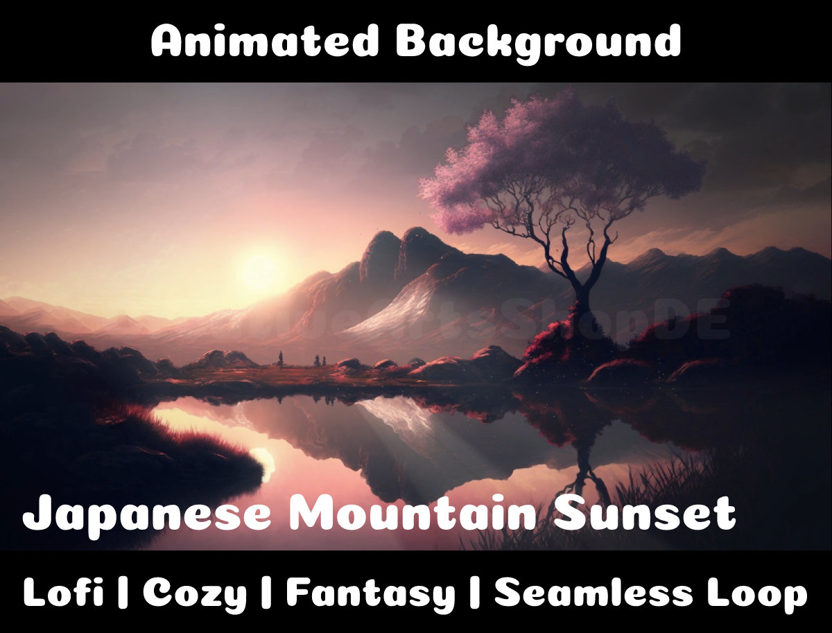 ANIMATED BACKGROUND | Japanese Mountain Landscape at Sunset | Lofi Cozy ...
