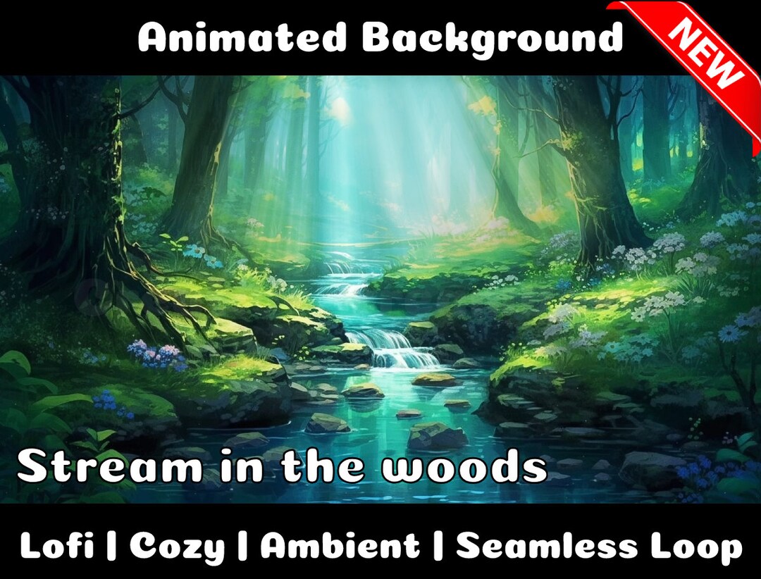ANIMATED BACKGROUND | River in Forest | Lofi Cozy Ambience Looped ...