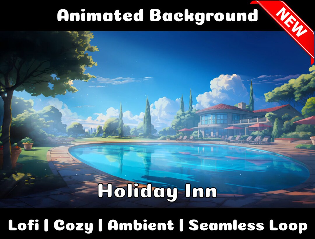 ANIMATED BACKGROUND | Holiday Hotel With Pool | Lofi Cozy Ambience ...