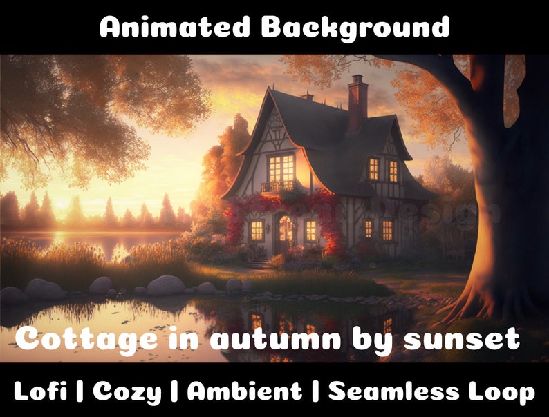 ANIMATED BACKGROUND | Country House in Autumn at Sunset | Lofi Cozy ...