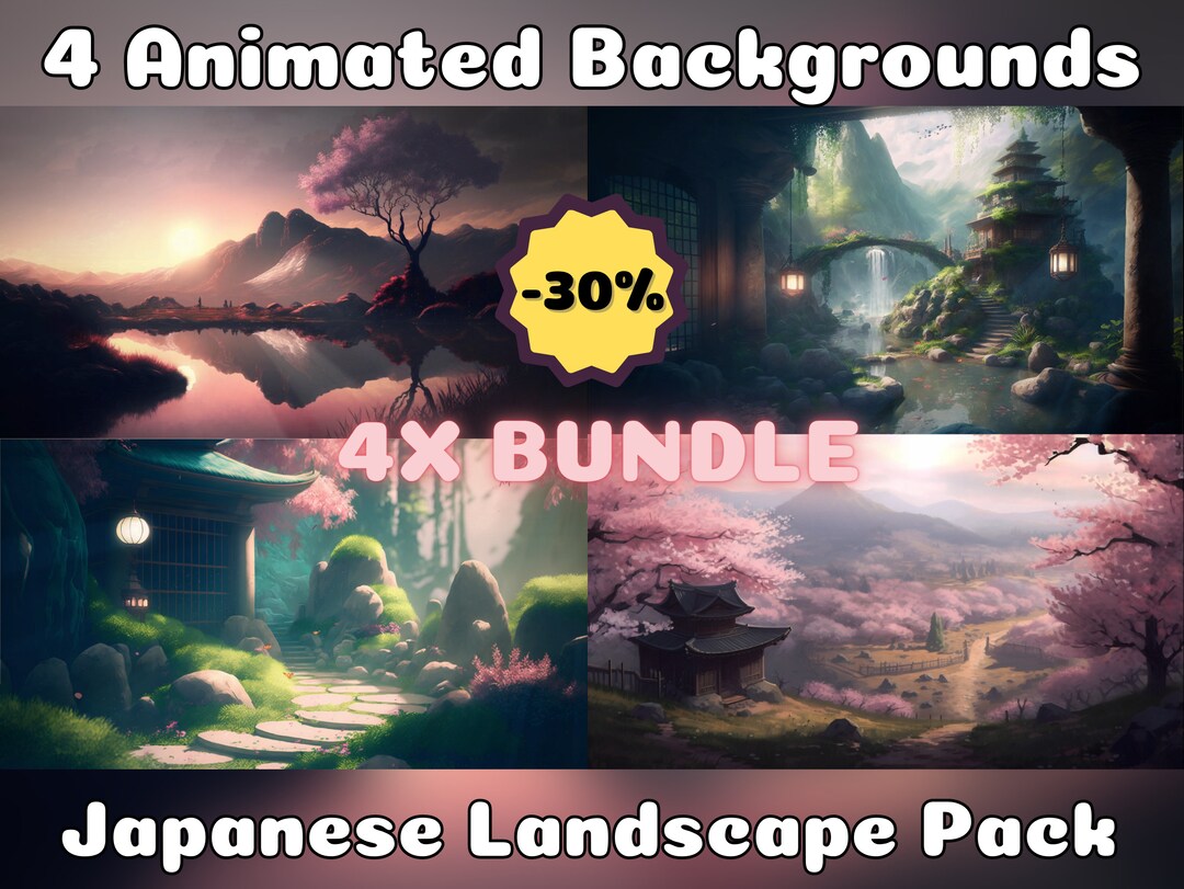 4 ANIMATED BACKGROUNDS | Japanese Landscape Bundle | Lofi Cozy Fantasy ...