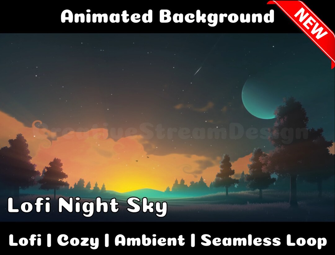 ANIMATED BACKGROUND | Lofi Sky at Night | Lofi Cozy Ambience Looped ...