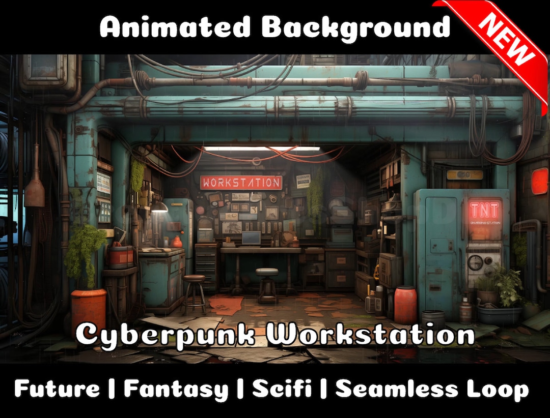 ANIMATED BACKGROUND | Cyberpunk Workstation | Future Fantasy Fiction ...
