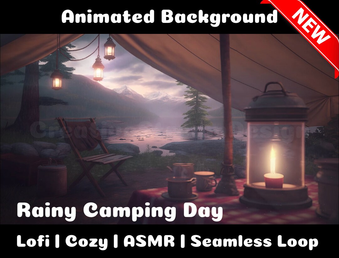ANIMATED BACKGROUND | Rainy Camping Day | Lofi Cozy Ambience ASMR ...