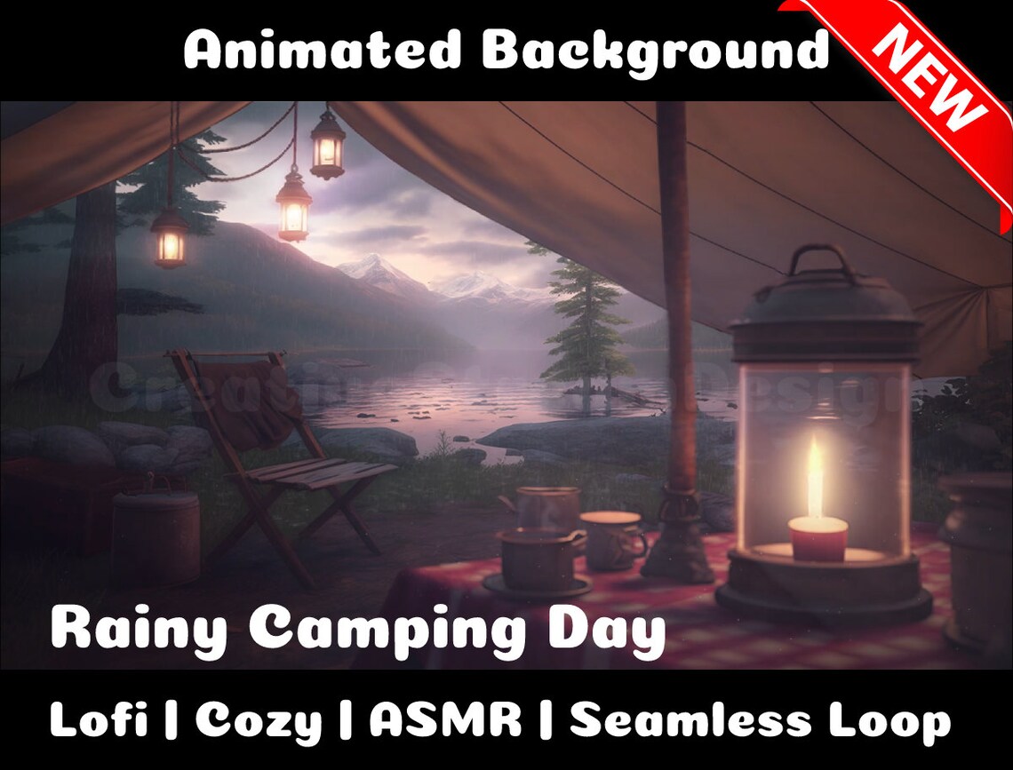 ANIMATED BACKGROUND | Rainy Camping Day | Lofi Cozy Ambience ASMR ...