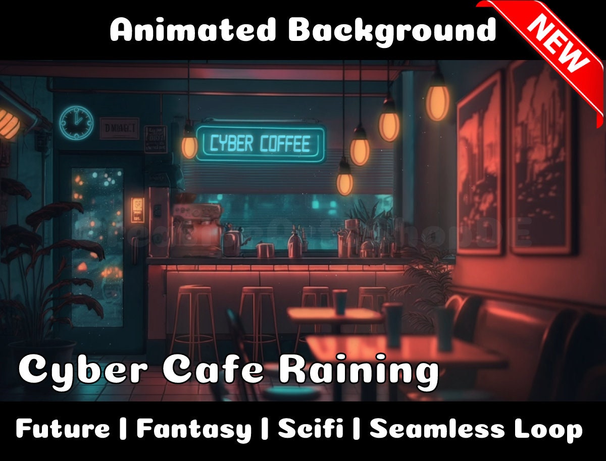 ANIMATED BACKGROUND Cyber Cafe Raining Fantasy Magical - Etsy UK