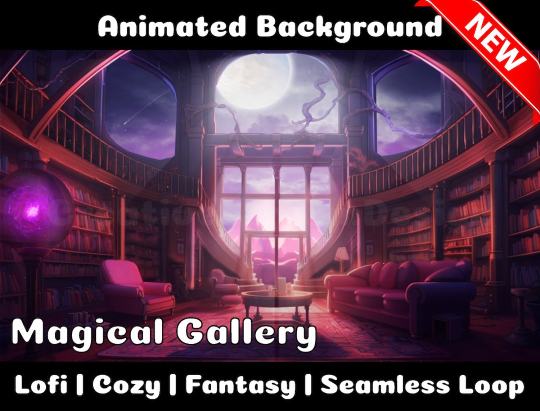 ANIMATED BACKGROUND | Magical Gallery | Lofi Cozy Fantasy Magical Looped Vtuber Twitch Stream ...