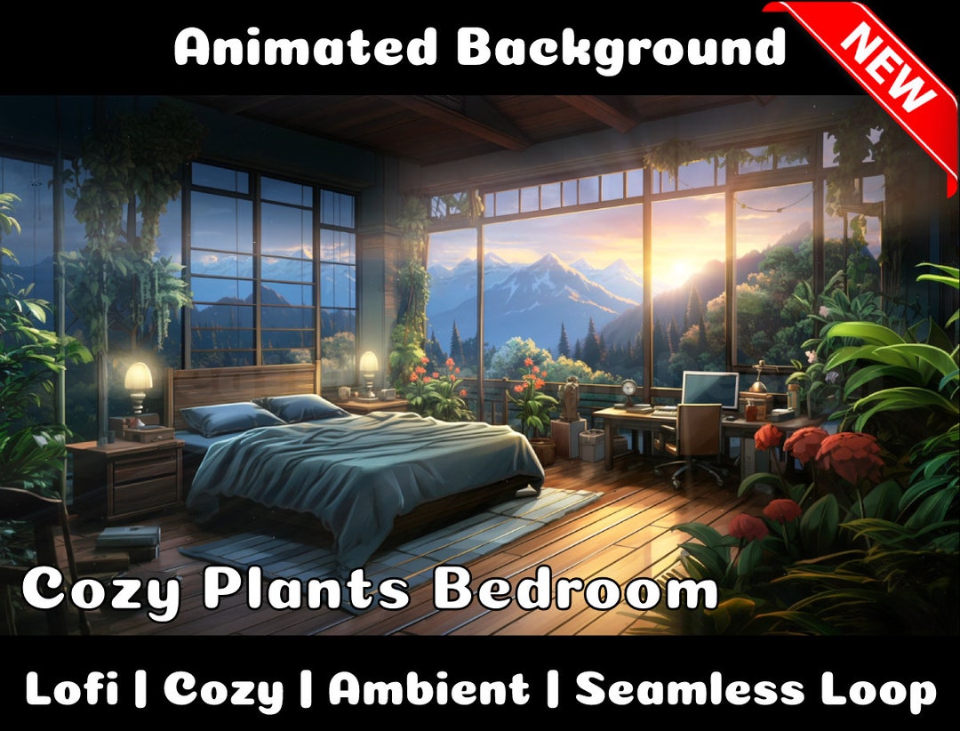ANIMATED BACKGROUND | Cozy Plants Bedroom | Lofi Cozy Ambience Looped ...