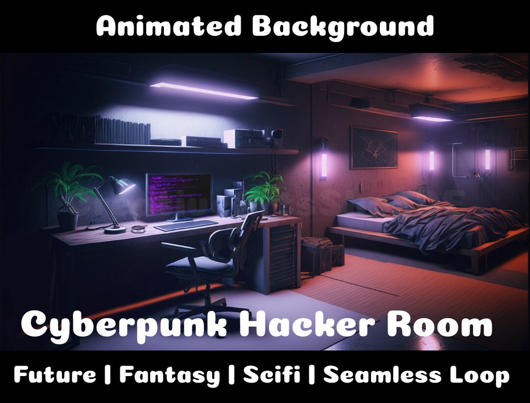 ANIMATED BACKGROUND | Cyberpunk Hacker Room | Future Fantasy Fiction ...
