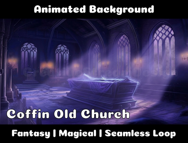 ANIMATED BACKGROUND | Coffin in an Old Church | Fantasy Magical Fiction ...