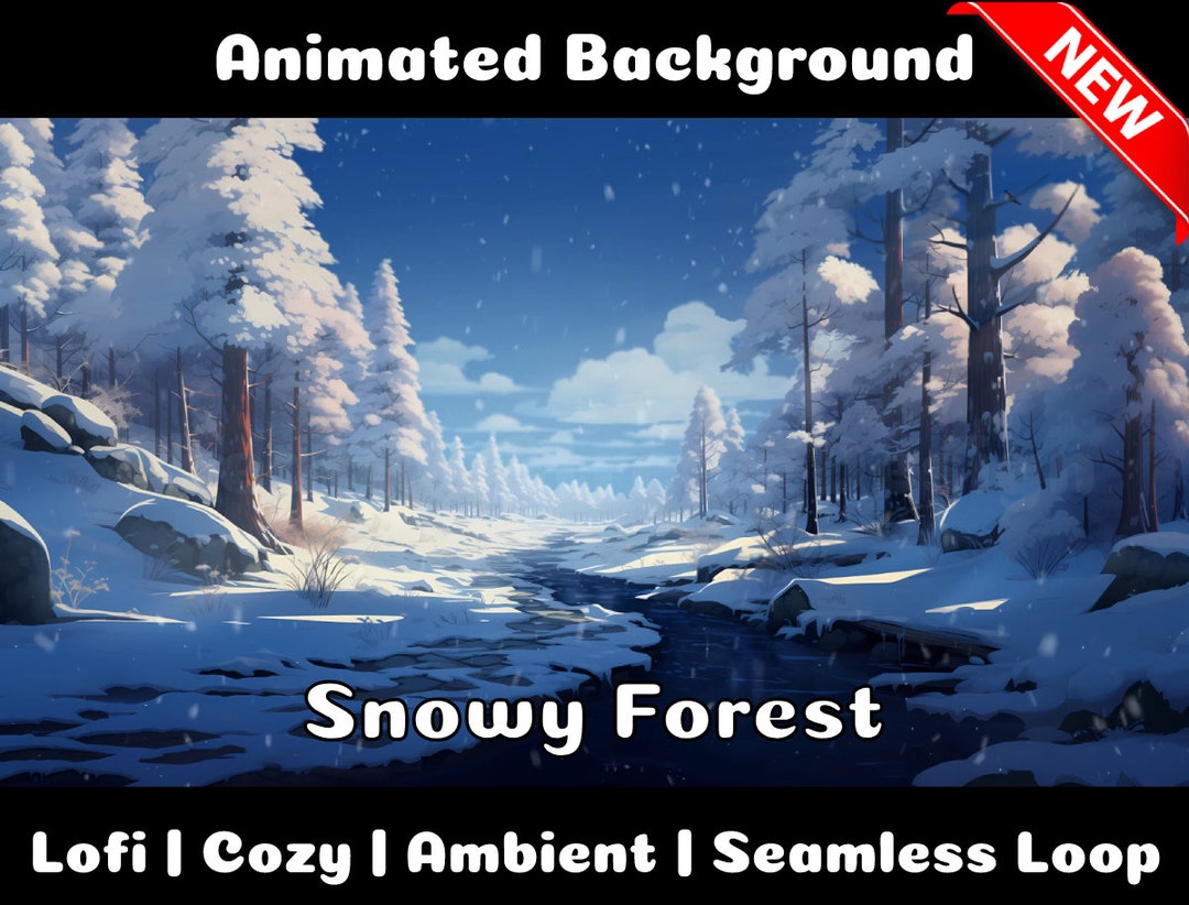 ANIMATED BACKGROUND | Snowy Forest | Lofi Cozy Ambience Looped Vtuber ...