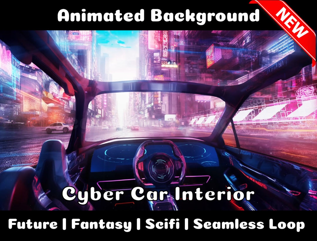 ANIMATED BACKGROUND | Cyber Car Interior | Future Fantasy Fiction ...