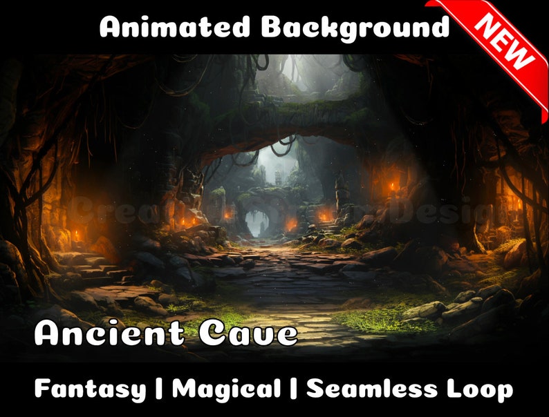 ANIMATED BACKGROUND | Ancient Cave | Fantasy Magical Fiction Looped ...