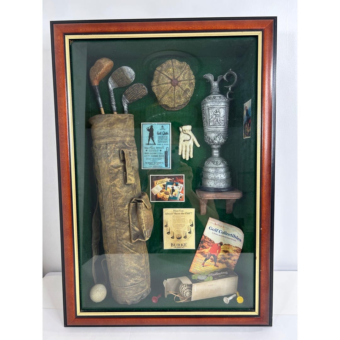 Golf Shadow Box Vintage 2000 Curio Vignette Handcrafted Hand Painted ...
